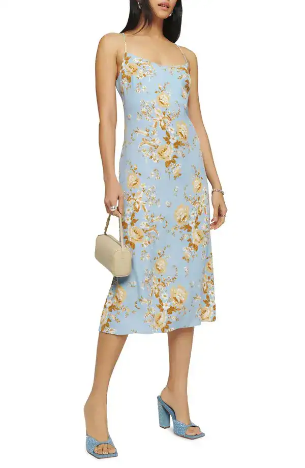 Reformation Dover Floral Print Dress In Heavenly - 51% Off | Editorialist