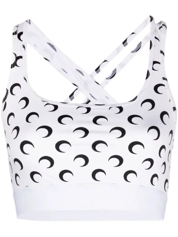MARINE SERRE Crescent Moon-print Crop Top