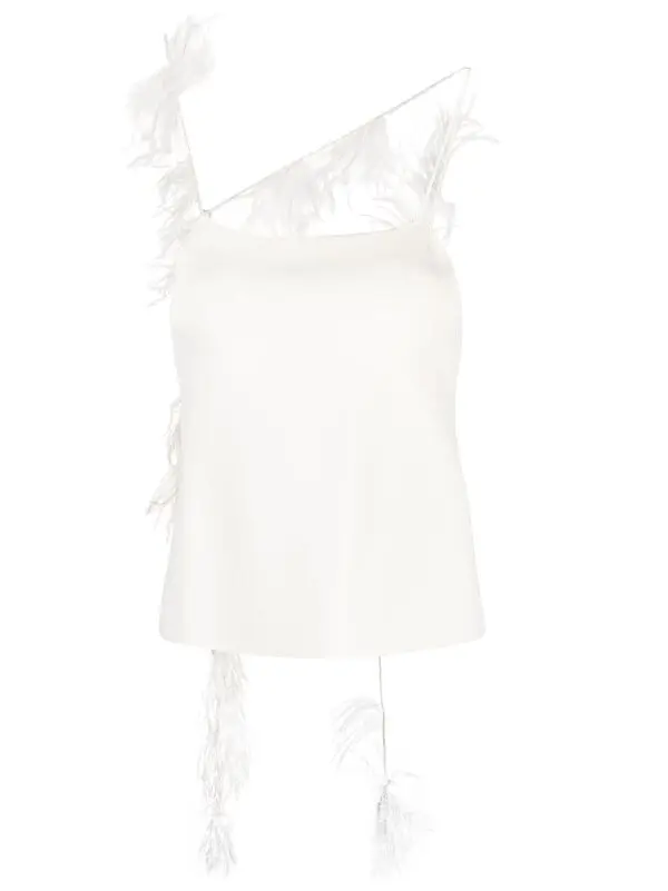 JIL SANDER Feather-trim Camisole Top - White