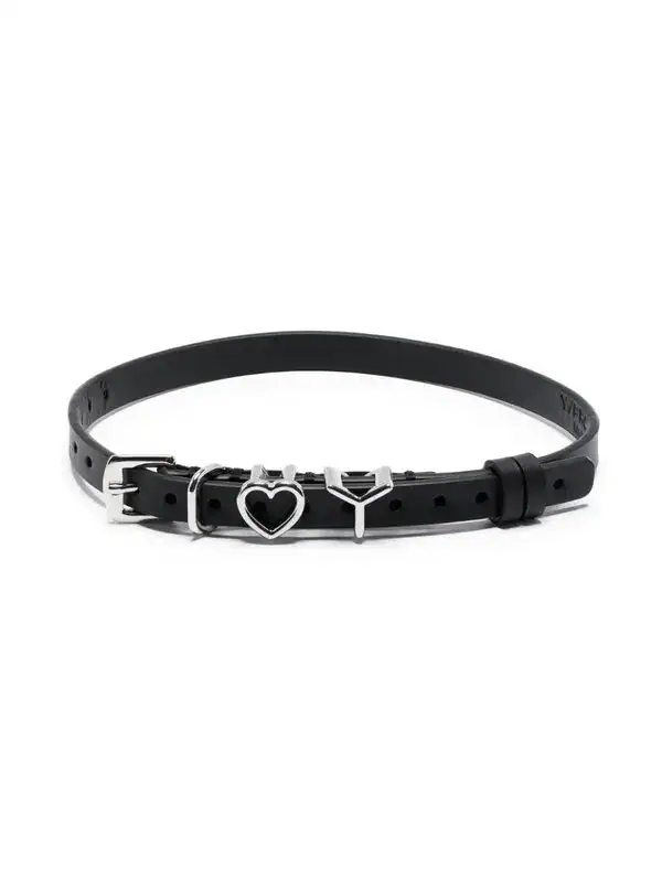 Y/Project Y Heart Leather Choker Necklace - Black | Editorialist