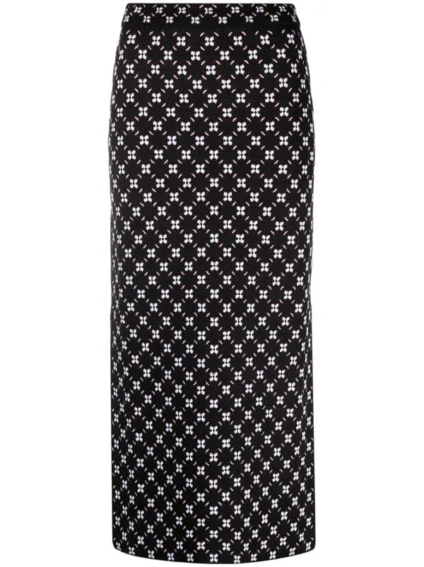LANVIN Jacquard Knitted Midi Skirt - Black