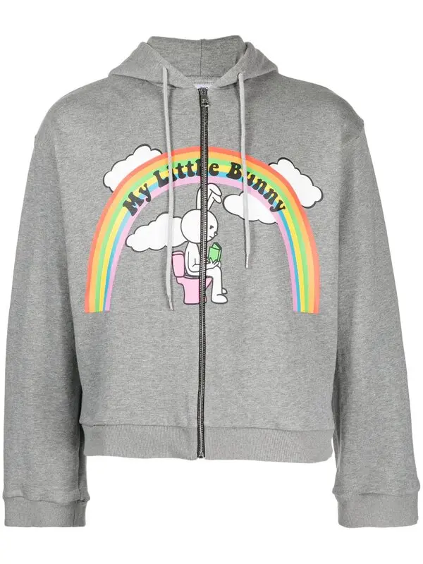 Natasha Zinko My Little Bunny Graphic-print Hoodie - Grey