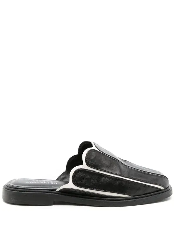 STUDIO CHOFAKIAN Scallop-edge Leather Mules