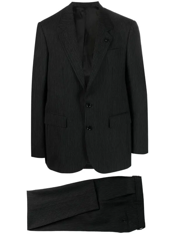 LARDINI Striped Single-breasted Suit - Black