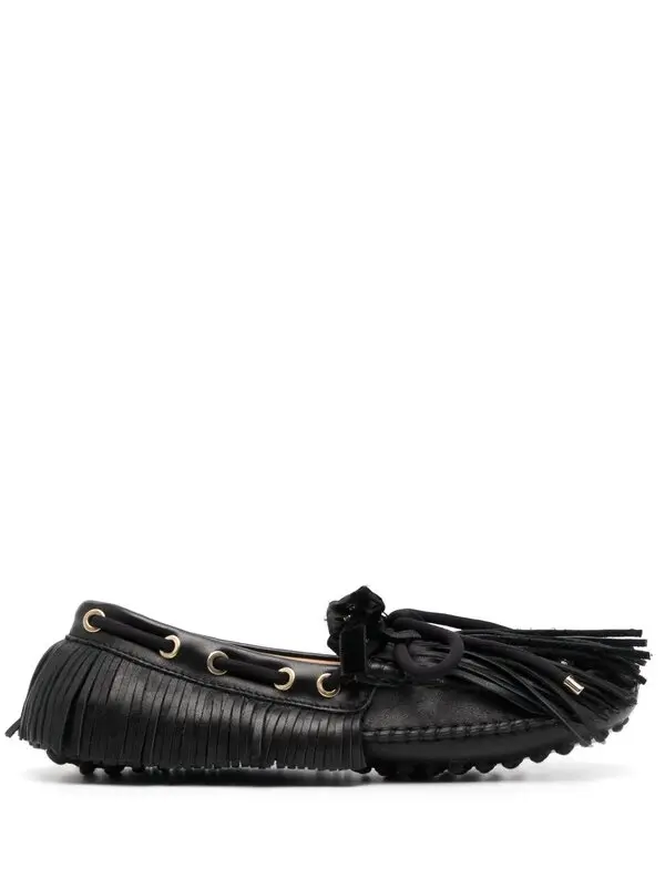 13 09 SR Puli Fringe-detail Leather Loafers - Black