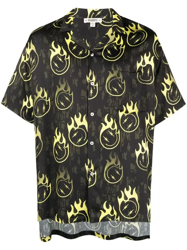 PHIPPS Oversized Smiley-print Bowling Shirt