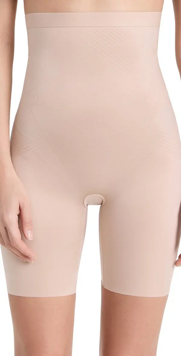 Spanx Shape Invisible High-waisted Mid-thigh Short - Champagne Beige