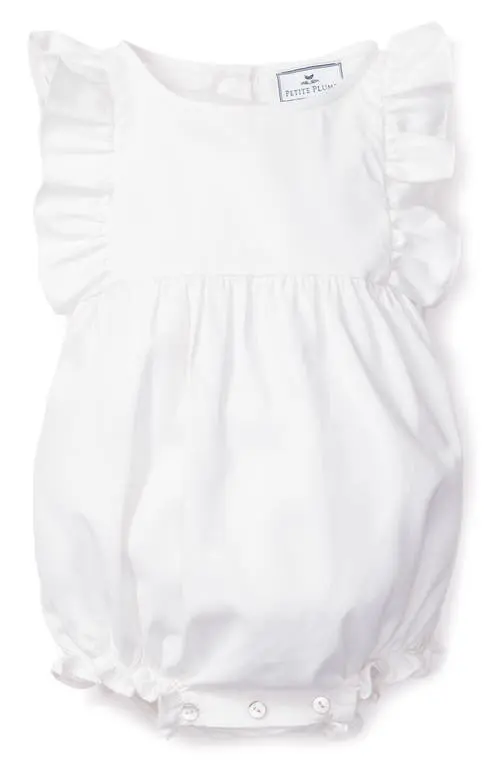 PETITE PLUME Ruffle Twill Romper - White