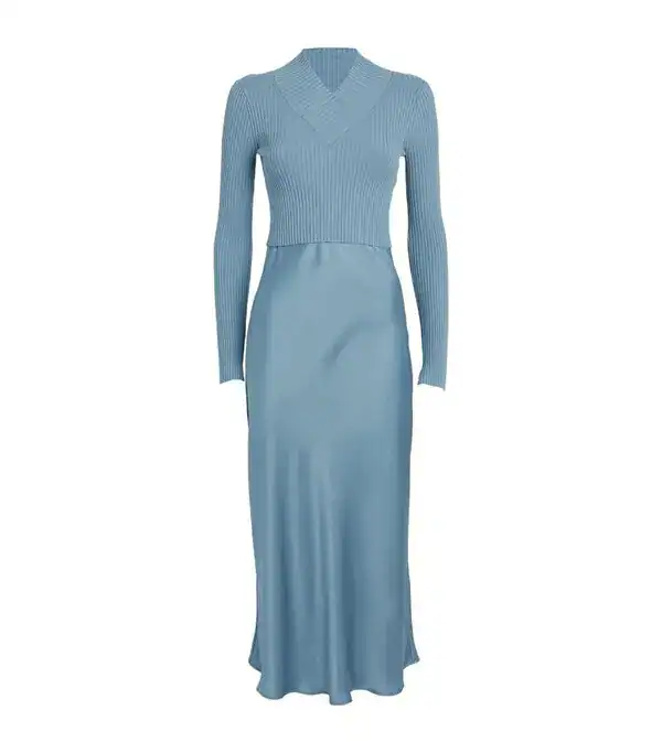 all saints blue slip dress All Saints Cathedral- 100% Silk Satin French Gothic V Neck Slip Dress  The  Photographist Home