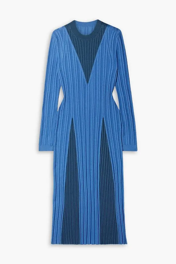 Partow Remy Two-tone Ribbed Midi Dress