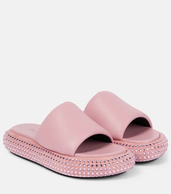 JW Anderson Embellished Leather Platform Sandals - Pink