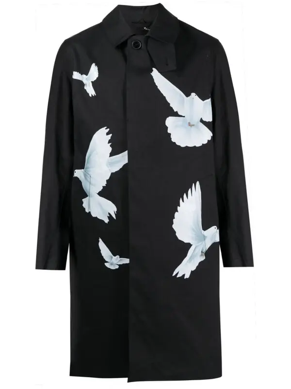 3.PARADIS Bird-print Cotton Trench Coat