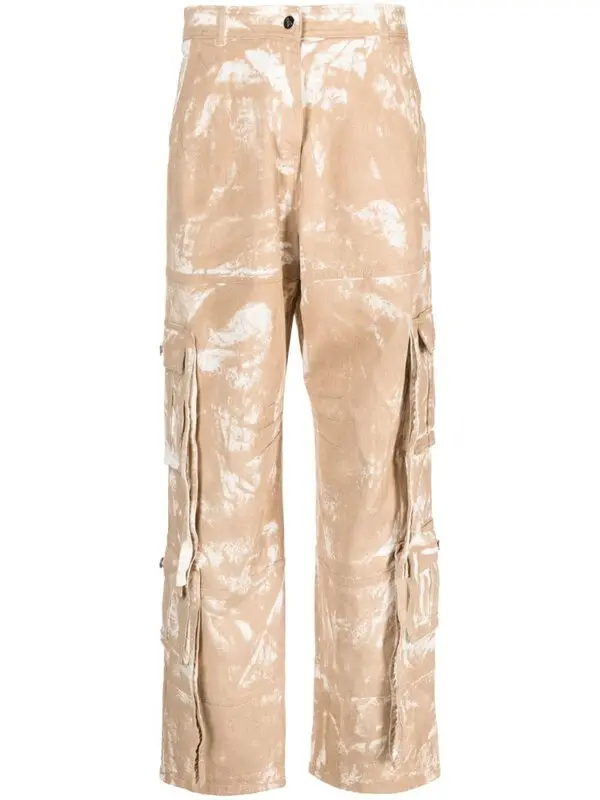 ANDREĀDAMO Faded-print Cargo Trousers - Neutrals