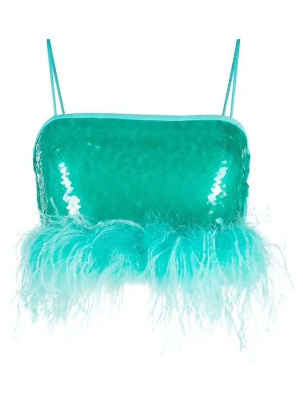 Giuseppe Di Morabito Crystal-embellished Feather-trim Top