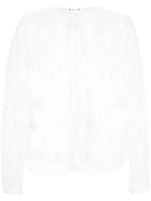 Philosophy Di Lorenzo Serafini Embroidered Sheer Blouse