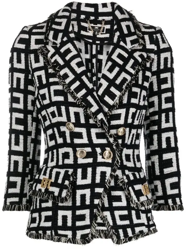 Elisabetta Franchi Monogram Tweed Blazer