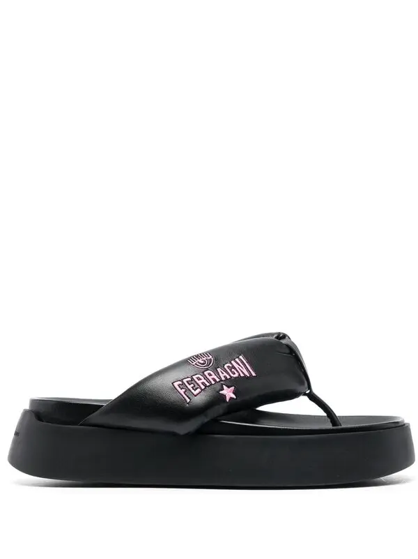 CHIARA FERRAGNI Quilted Flatform Flip Flops