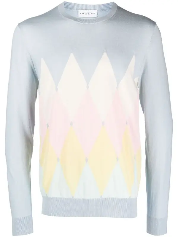 BALLANTYNE Geometric-print Jumper - Blue