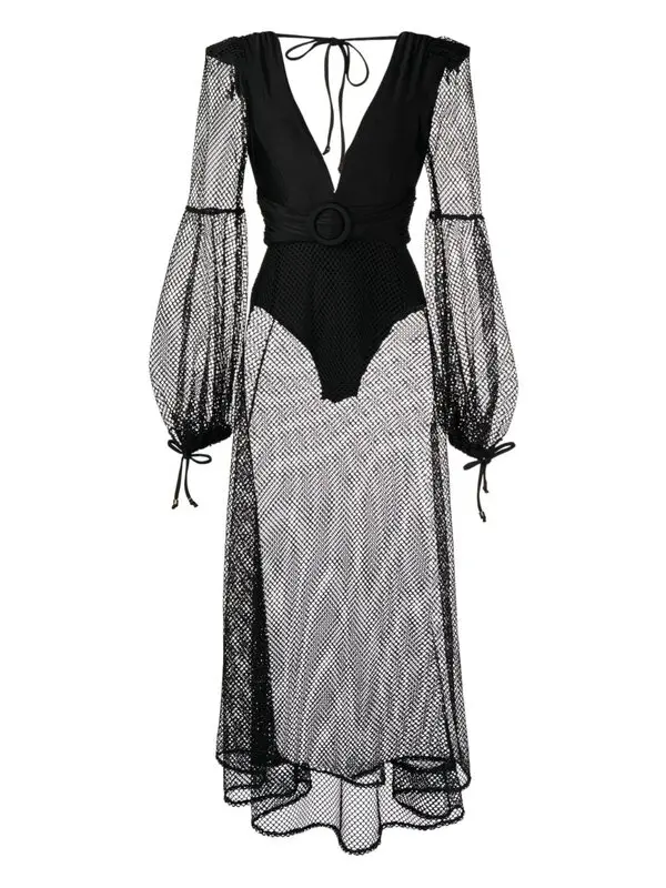 Patbo V-Neck Netted Beach Dress In Black - 25% Off | Editorialist