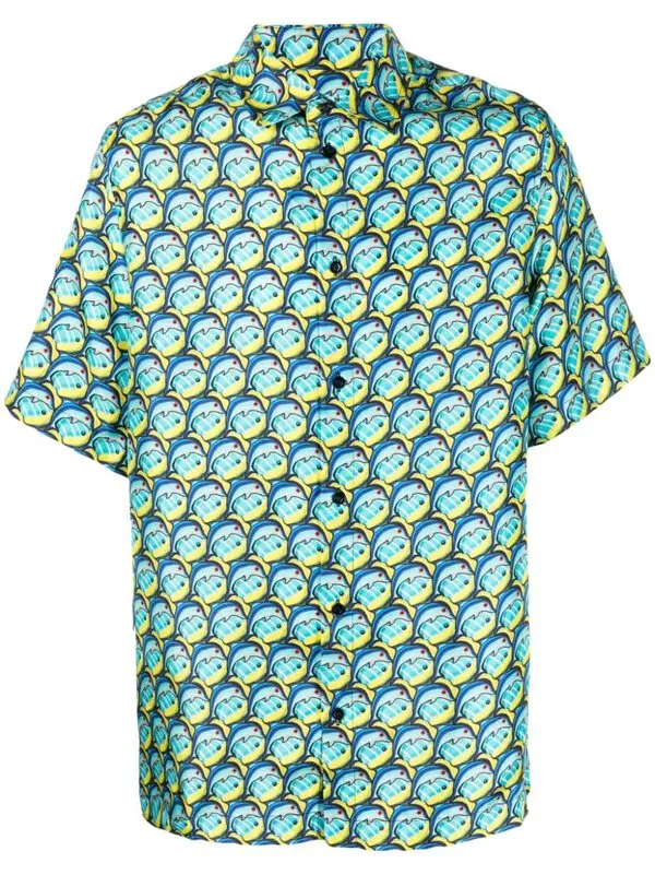 BOTTER Dolphin-print Silk Shirt - Blue