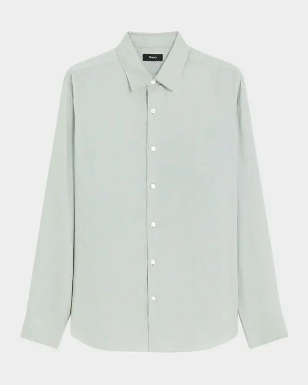 Theory Solid Linen Sport Shirt - Ltgreenstn