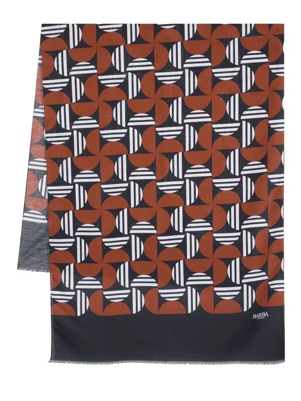 BARBA NAPOLI Graphic-print Frayed Scarf - Blue