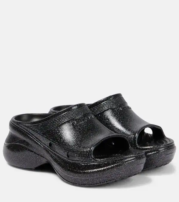 Balenciaga X Crocs Platform Slides In Black - 40% Off  display picture 1