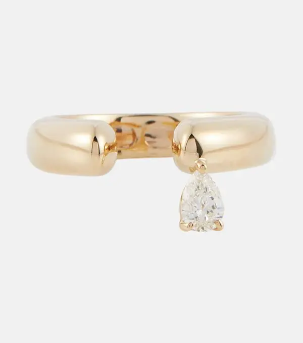 RAINBOW K Tube 14kt Ring With Diamond