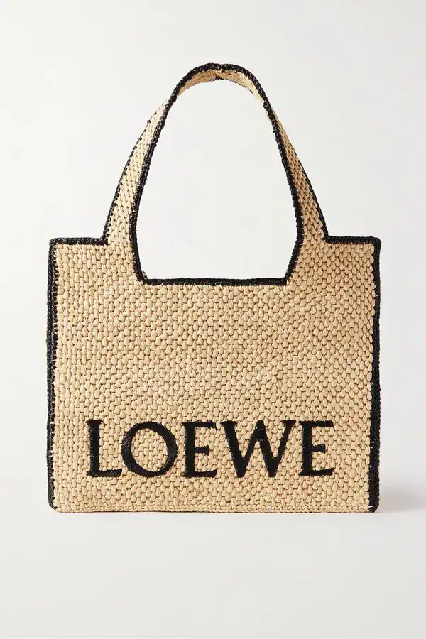 Loewe Logo-lettering Raffia Tote Bag - Neutrals | Editorialist