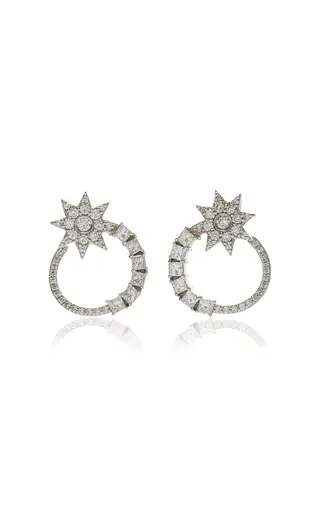 Colette Shooting Star 18k Gold Diamond Earrings - White | Editorialist