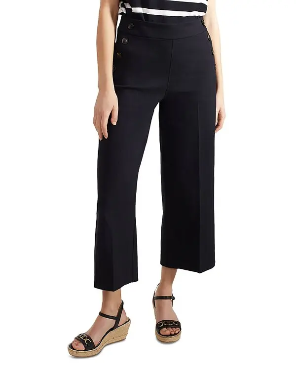 HOBBS LONDON Simone Cropped Wide Leg Pants - Navy