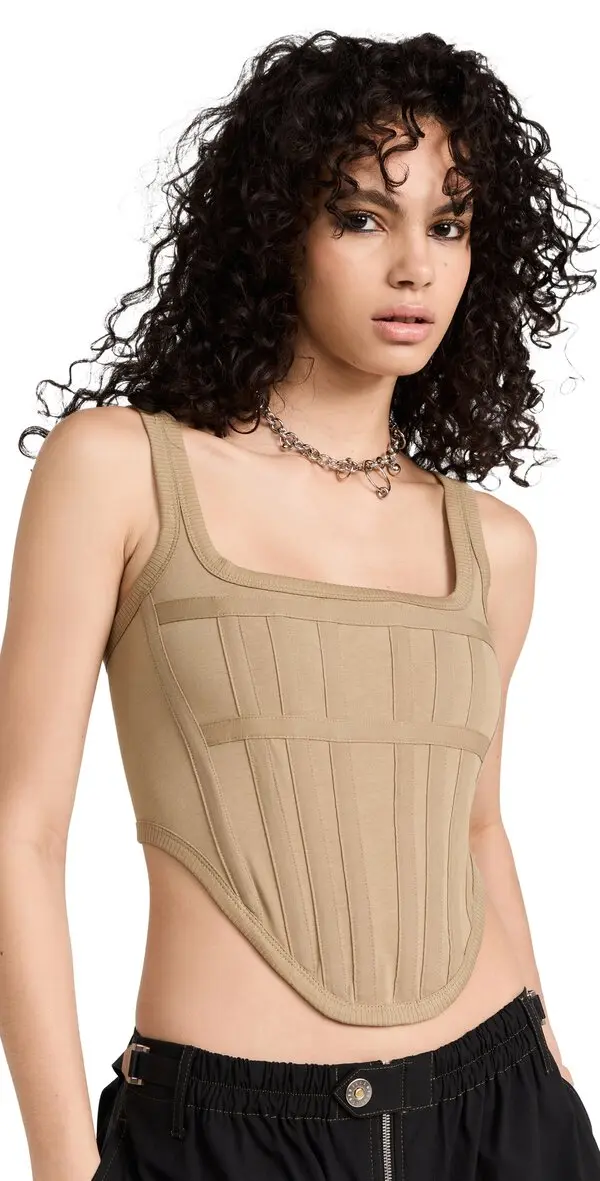 Dion Lee Jersey Corset In Khaki - 30 Off