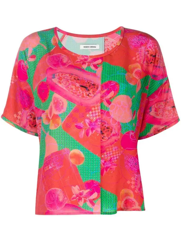 Henrik Vibskov Abstract-print Silk T-shirt