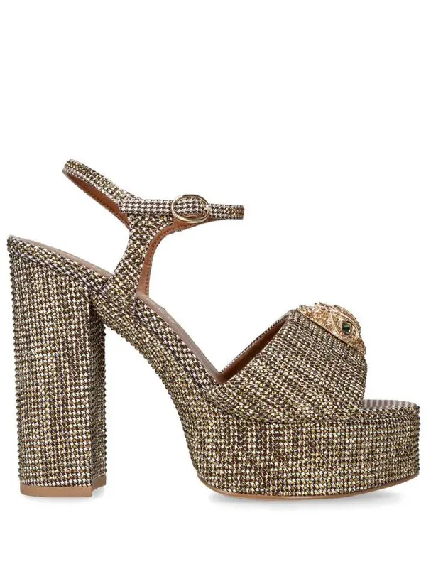 Kurt Geiger 125mm Kensington Platform Houndstooth Sandals - Neutrals