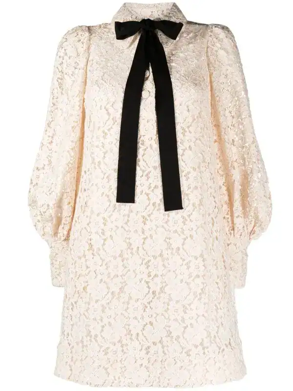 Zimmermann Wonderland Bow-Embellished Lace Minidress - Neutrals |  Editorialist