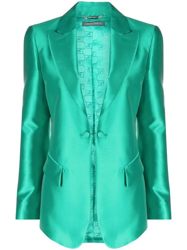 Alberta Ferretti Satin-trim Single-breasted Blazer - Green