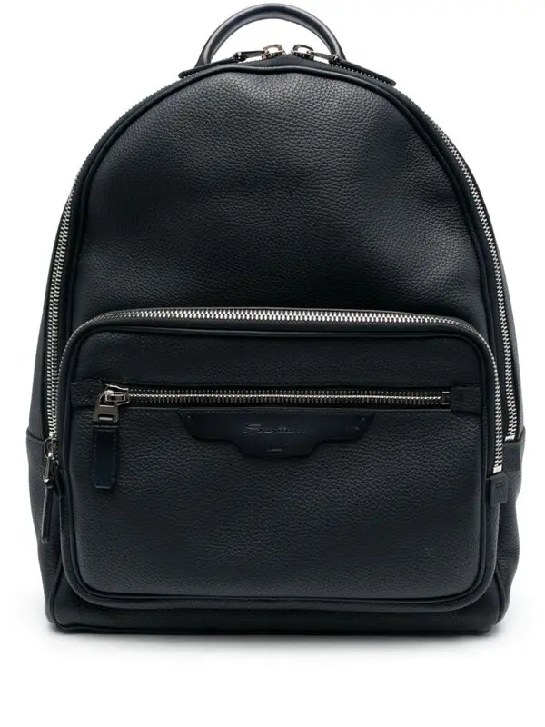 Santoni Grained-texture Leather Backpack