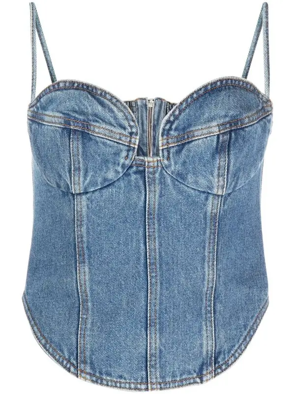 Magda Butrym Cropped Denim Bustier Top