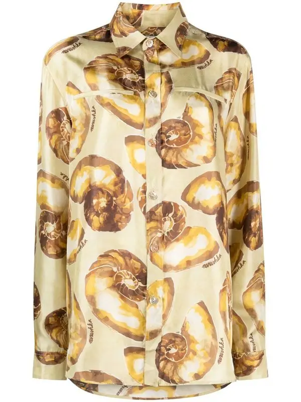 Nanushka Seashell-print Silk Shirt