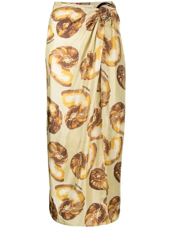 Nanushka Shell-print Sarong Skirt