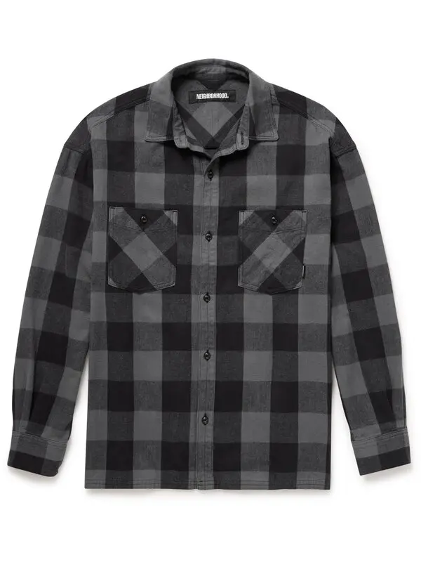 NEIGHBORHOOD BUFFLO CHECK SHIRTS LS GRAY