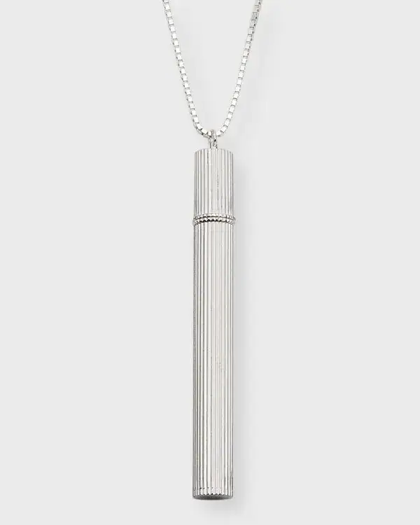 Saint Laurent Sterling Cigarette Holder Pendant Necklace Silver