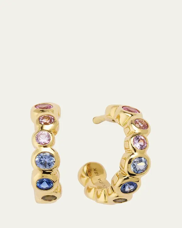Ippolita 18k Yellow Starlet Hoop Earrings With Sapphires