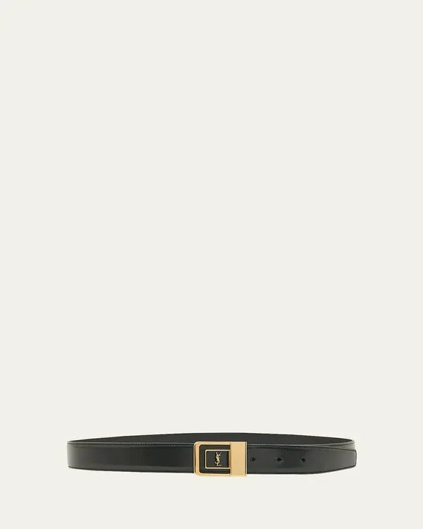 Saint Laurent Buckle Leather Belt - Noir