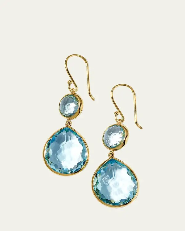 Ippolita Rock Candy Teardrop Earrings In 18k Gold - Blue Topaz