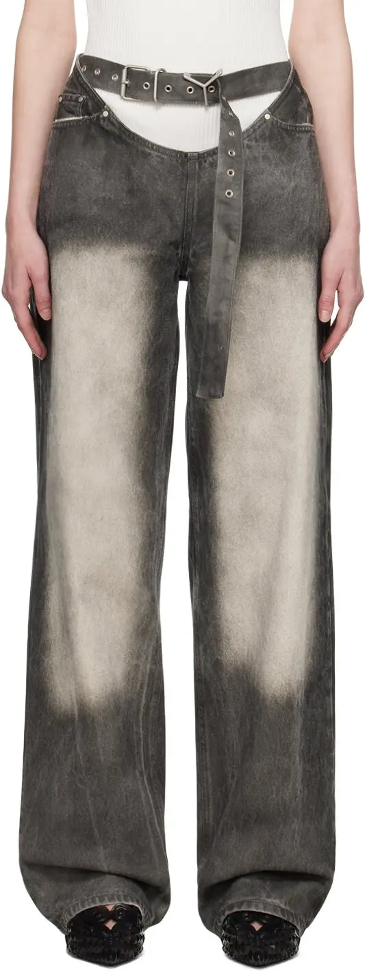 Y/Project Black Y Belt Arc Jeans In Faded Black - 52% Off 