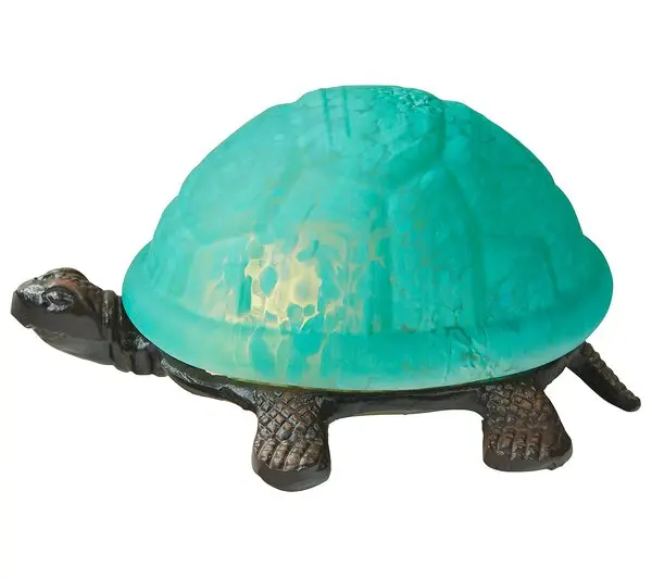 RIVER OF GOODS 4.75' H Raphael Aqua Glass Turtl Accent Lamp