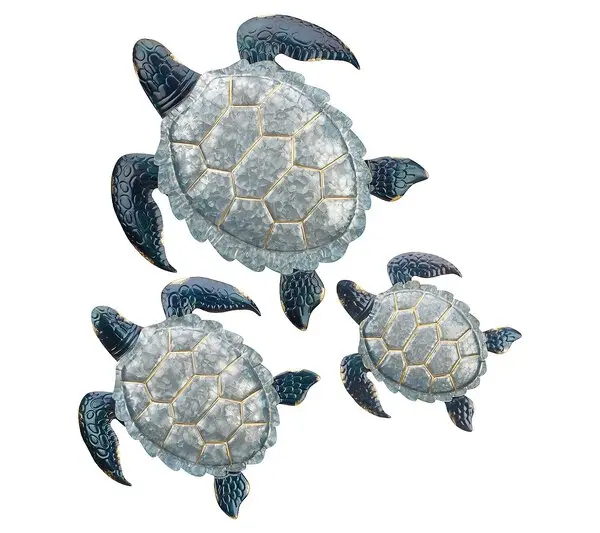 REGAL ART & GIFT Galvanized Sea Turtle Wall Dec R Set/3