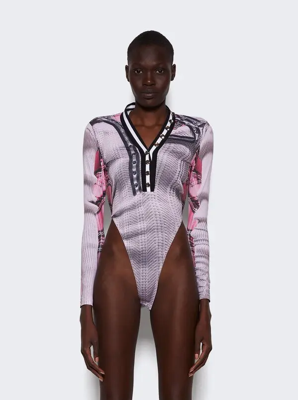 Y/project X Jean Paul Gaultier Trompe-l'oeil Cardigan Bodysuit - Pink