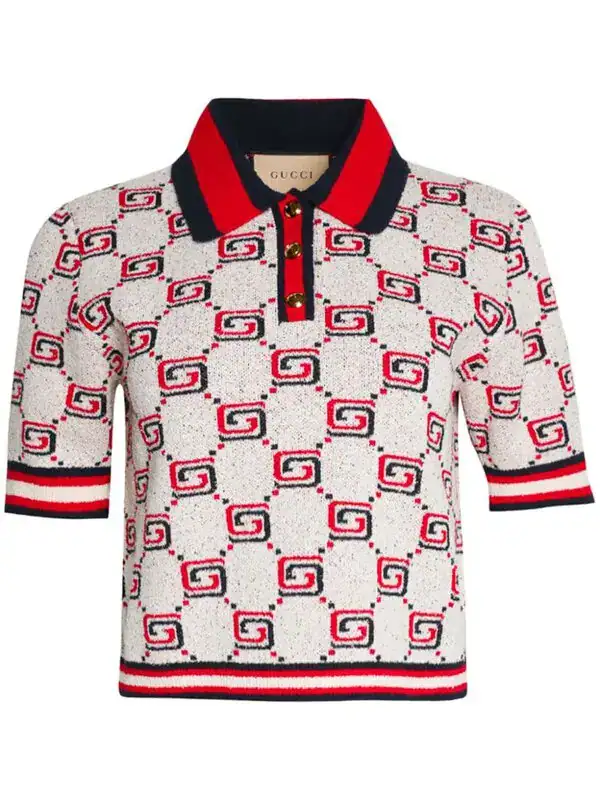 Gucci Jacquard G-Monogram Polo Shirt White Editorialist